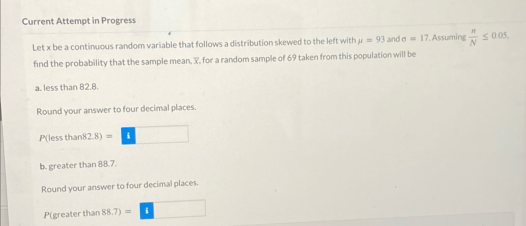 Solved Current Attempt in ProgressLet x ﻿be a continuous | Chegg.com