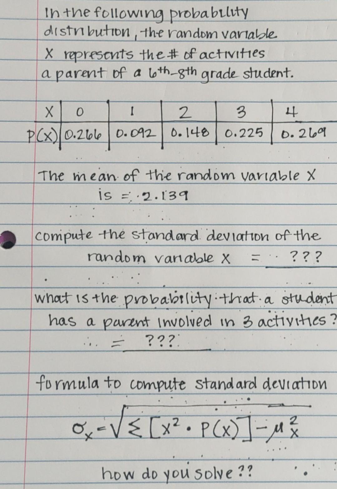 Solved Compute the standard deviation of the random vanable | Chegg.com
