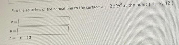 Find the equations of the normal line to the surface | Chegg.com