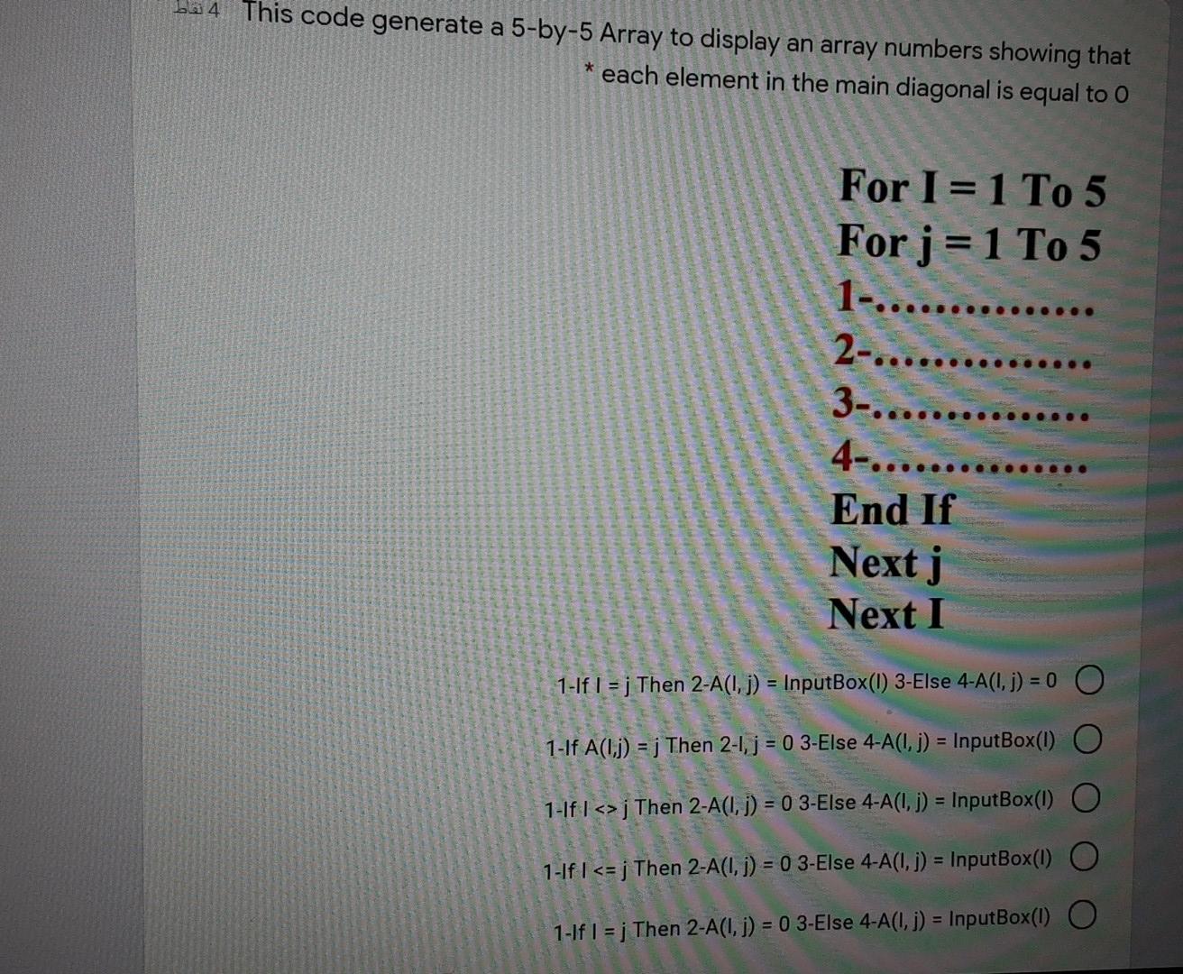 Solved ba 4 This code generate a 5-by-5 Array to display an | Chegg.com