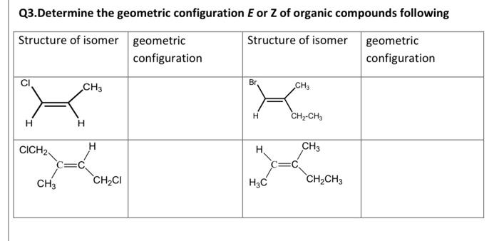 Solved Q3.Determine the geometric configuration E or Z of | Chegg.com