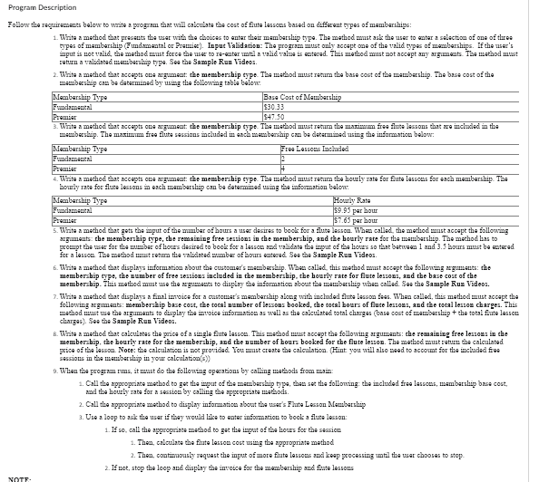 Solved Pragram DescriptionWrite a method that presauts the | Chegg.com