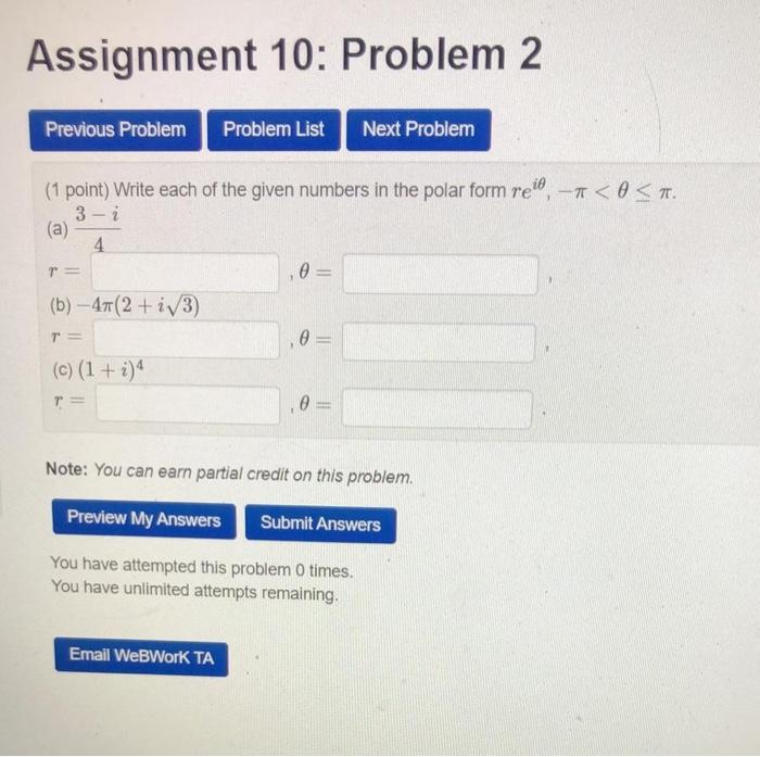 Solved Assignment 10 Problem 2 Previous Problem Problem 0077