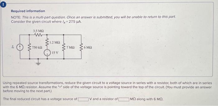 Solved Required information NOTE: This is a mult-part | Chegg.com