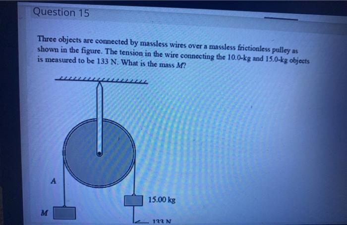 Solved Question 15 Three objects are connected by massless | Chegg.com