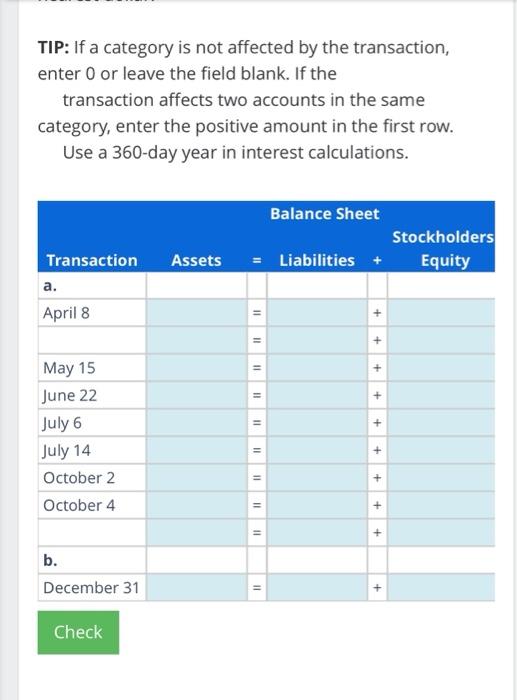 Solved TIP: If a category is not affected by the | Chegg.com
