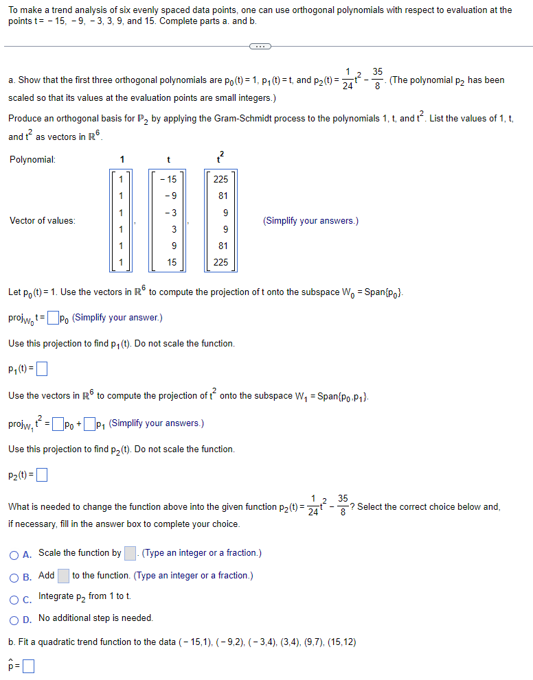 Solved To make a trend analysis of six evenly spaced data | Chegg.com