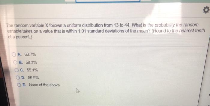 Solved The random variable X follows a uniform distribution | Chegg.com