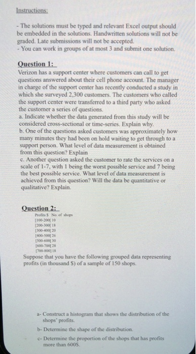 Solved Instructions - The solutions must be typed and | Chegg.com