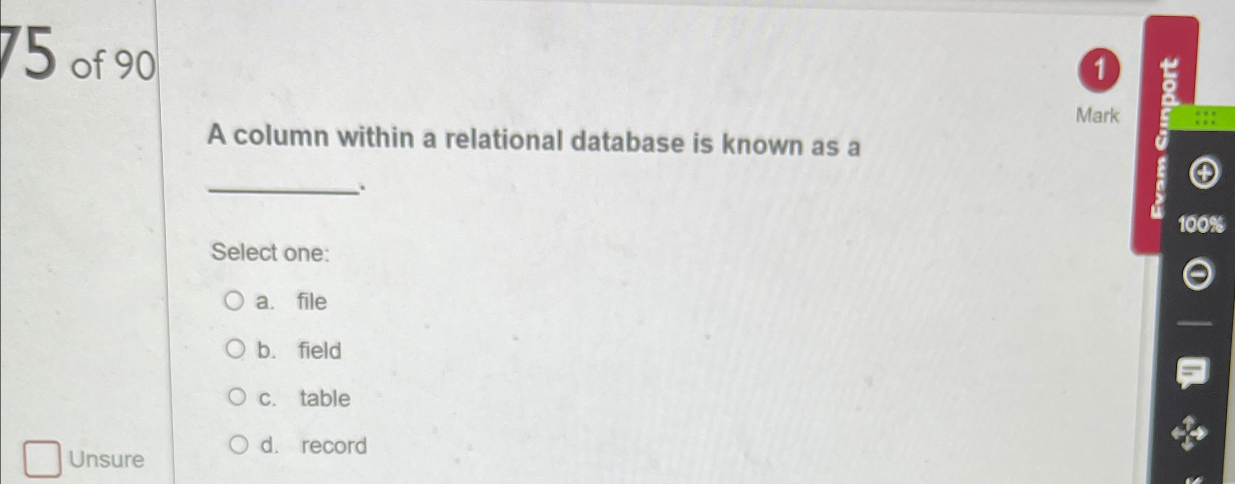 Solved 5 ﻿of 90A column within a relational database is | Chegg.com