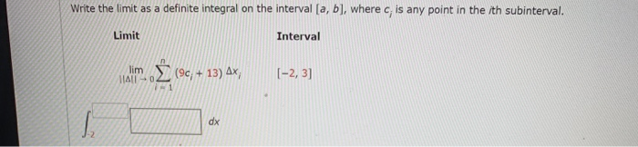 Solved Write the limit as a definite integral on the | Chegg.com