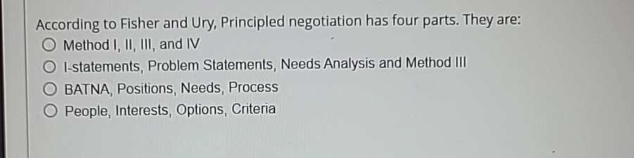 Solved According to Fisher and Ury, Principled negotiation | Chegg.com