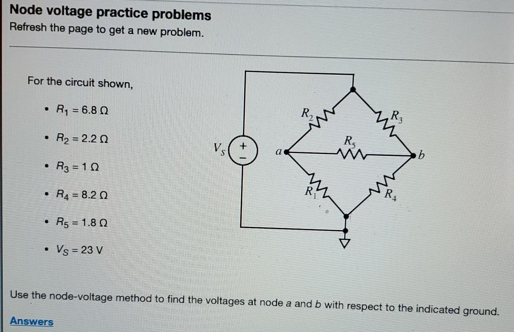 Solved Node voltage practice problems Refresh the page to | Chegg.com