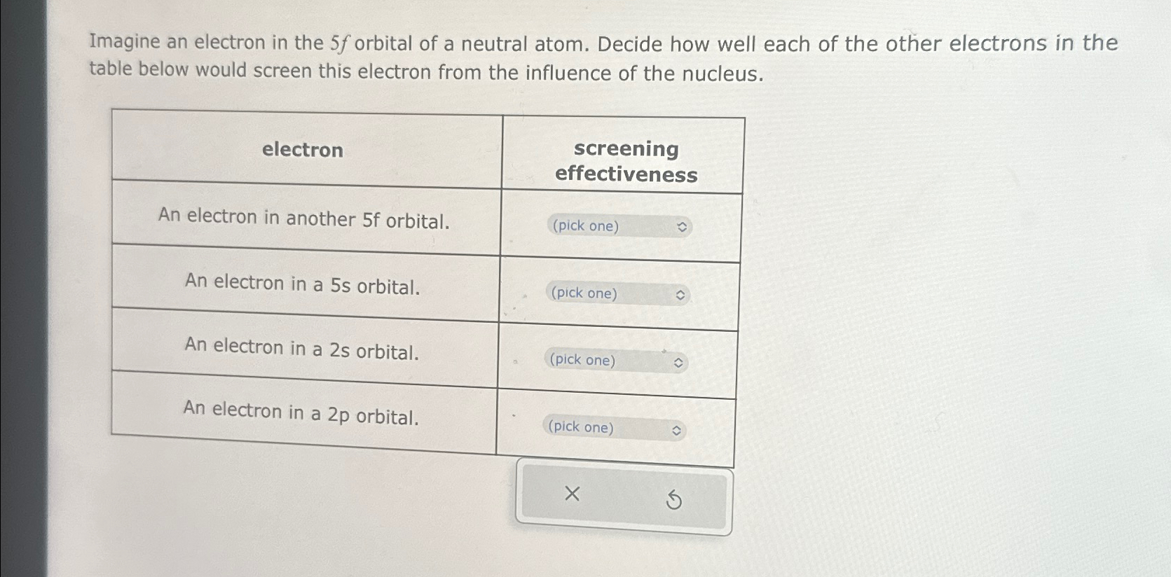 Solved Imagine an electron in the 5f ﻿orbital of a neutral | Chegg.com