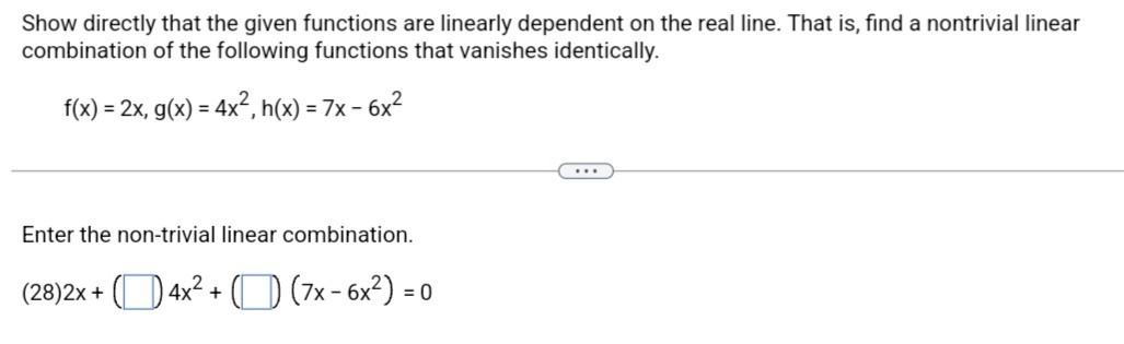 Solved Show directly that the given functions are linearly | Chegg.com