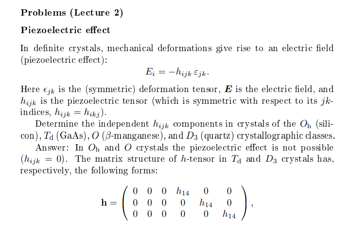 Solved Problems (Lecture 2) Piezoelectric effect In definite | Chegg.com