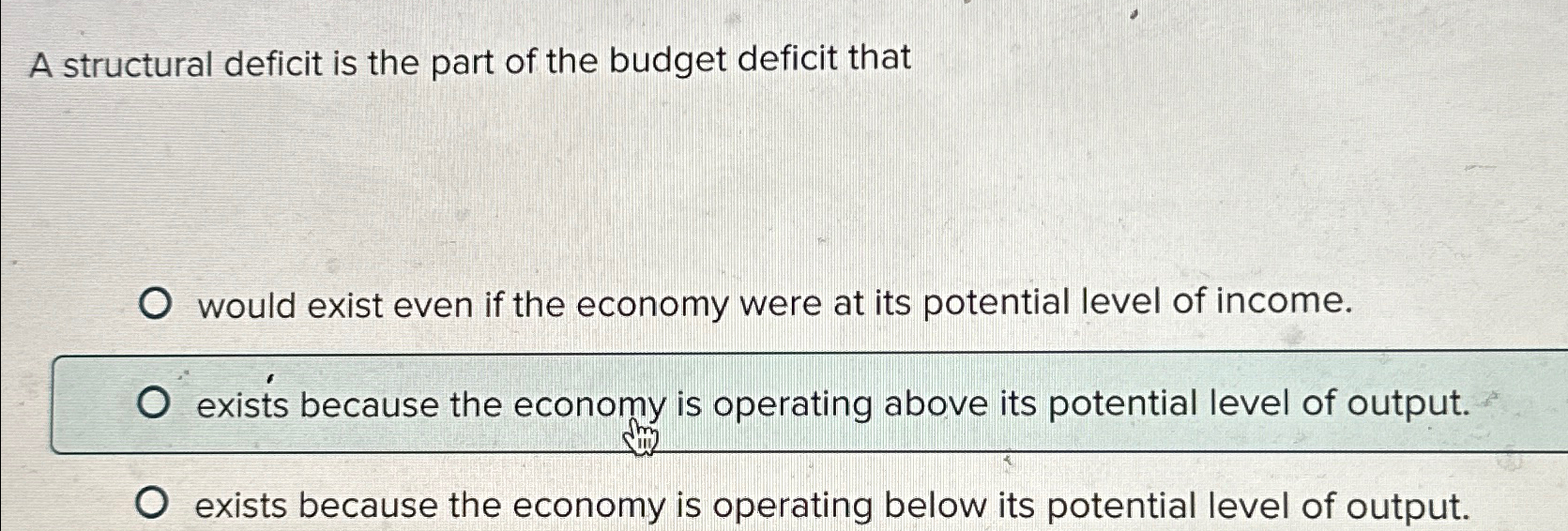 Solved A structural deficit is the part of the budget | Chegg.com