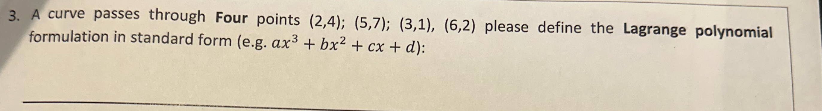 Solved A curve passes through Four points | Chegg.com
