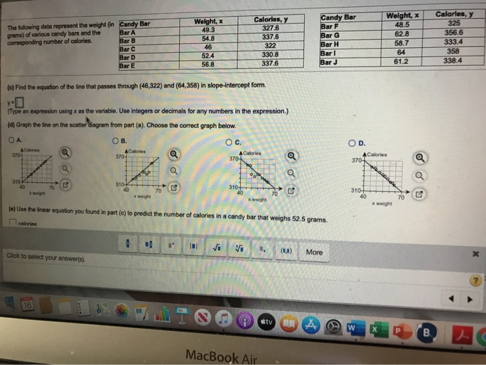 Solved The following data represent the weight (in Candy Bar | Chegg.com