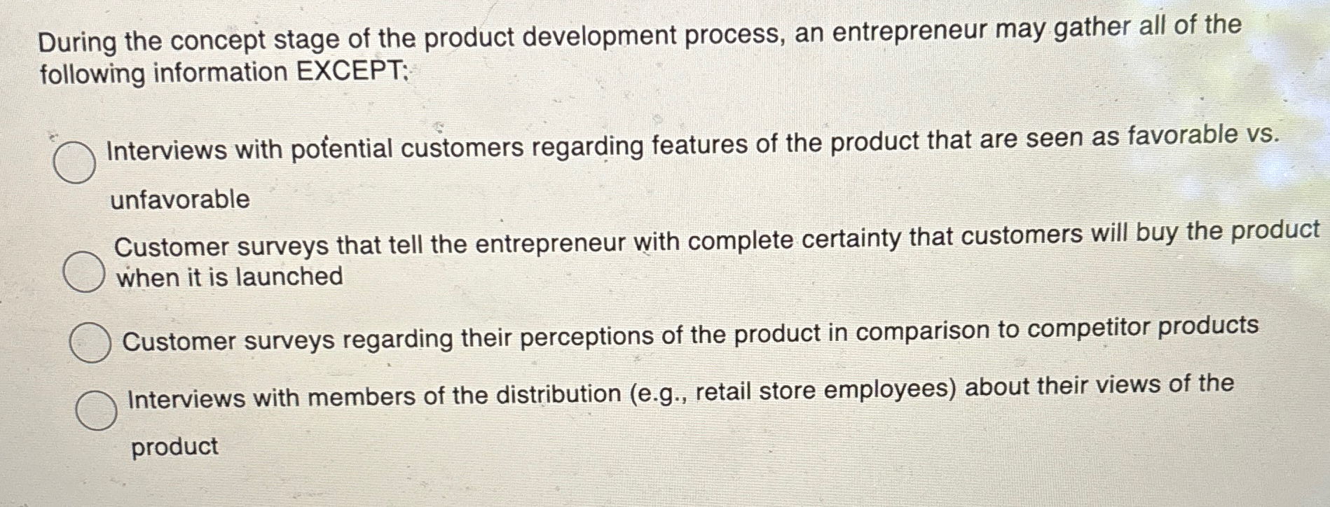 Solved During the concept stage of the product development | Chegg.com