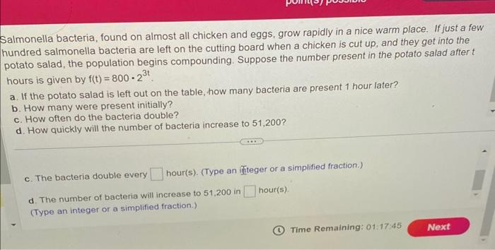Solved Salmonella bacteria, found on almost all chicken and | Chegg.com