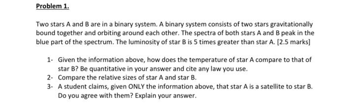 Solved Two stars A and B are in a binary system. A binary | Chegg.com