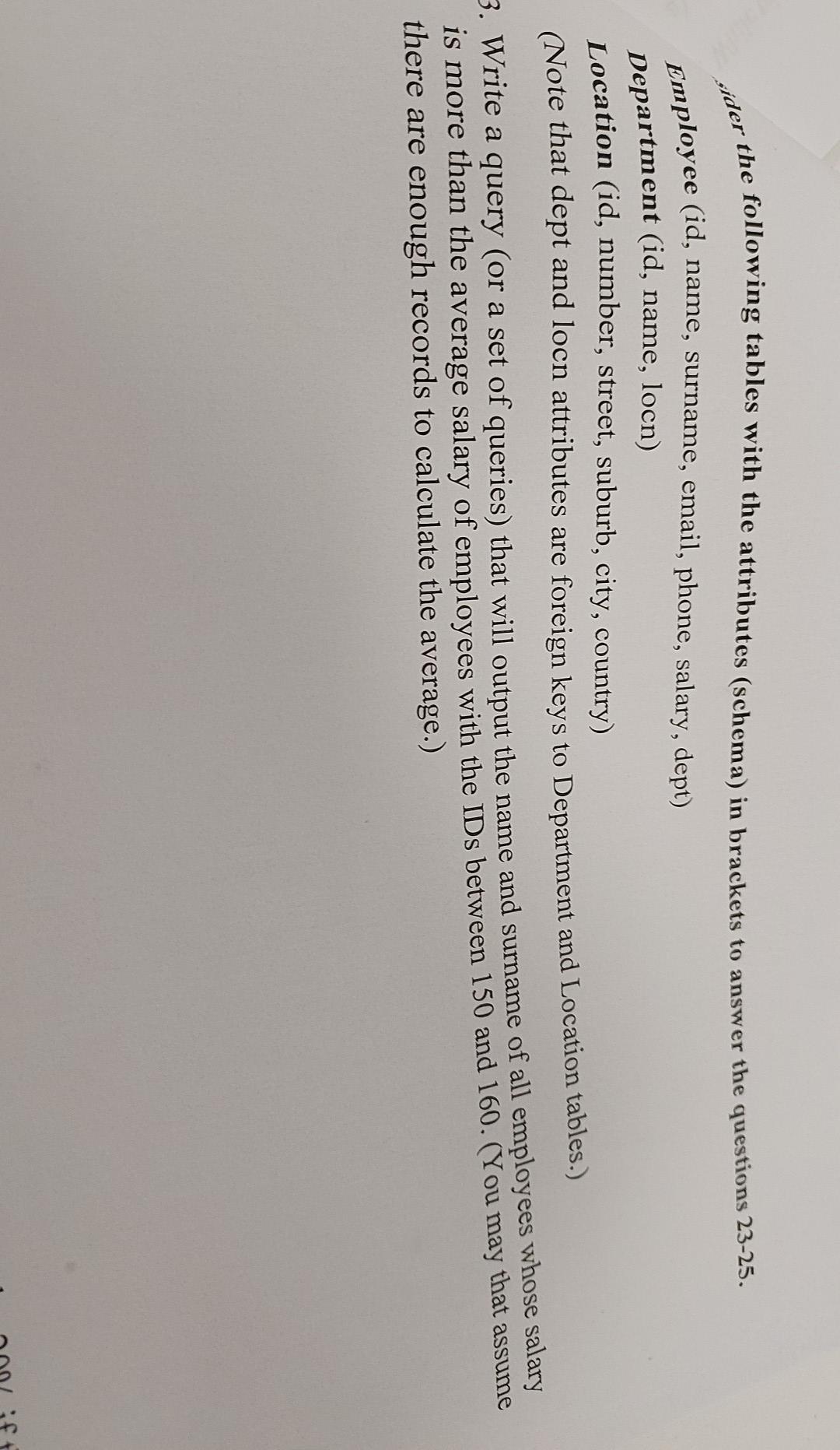 Solved ider the following tables with the attributes | Chegg.com