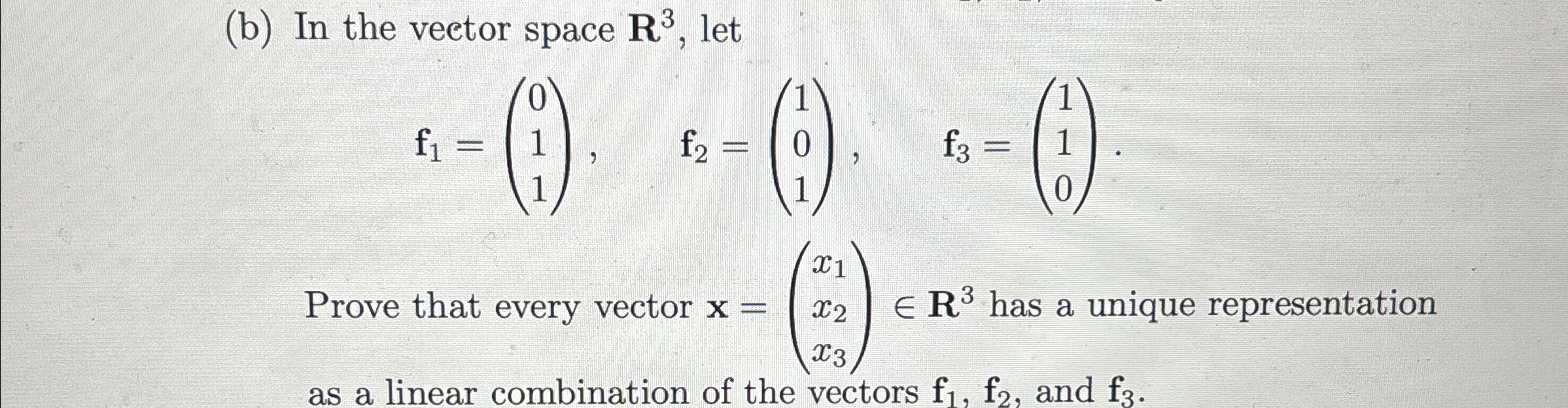 Solved (b) ﻿In the vector space R3, | Chegg.com