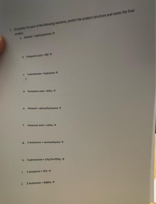 Solved for the following reactants predict the product | Chegg.com