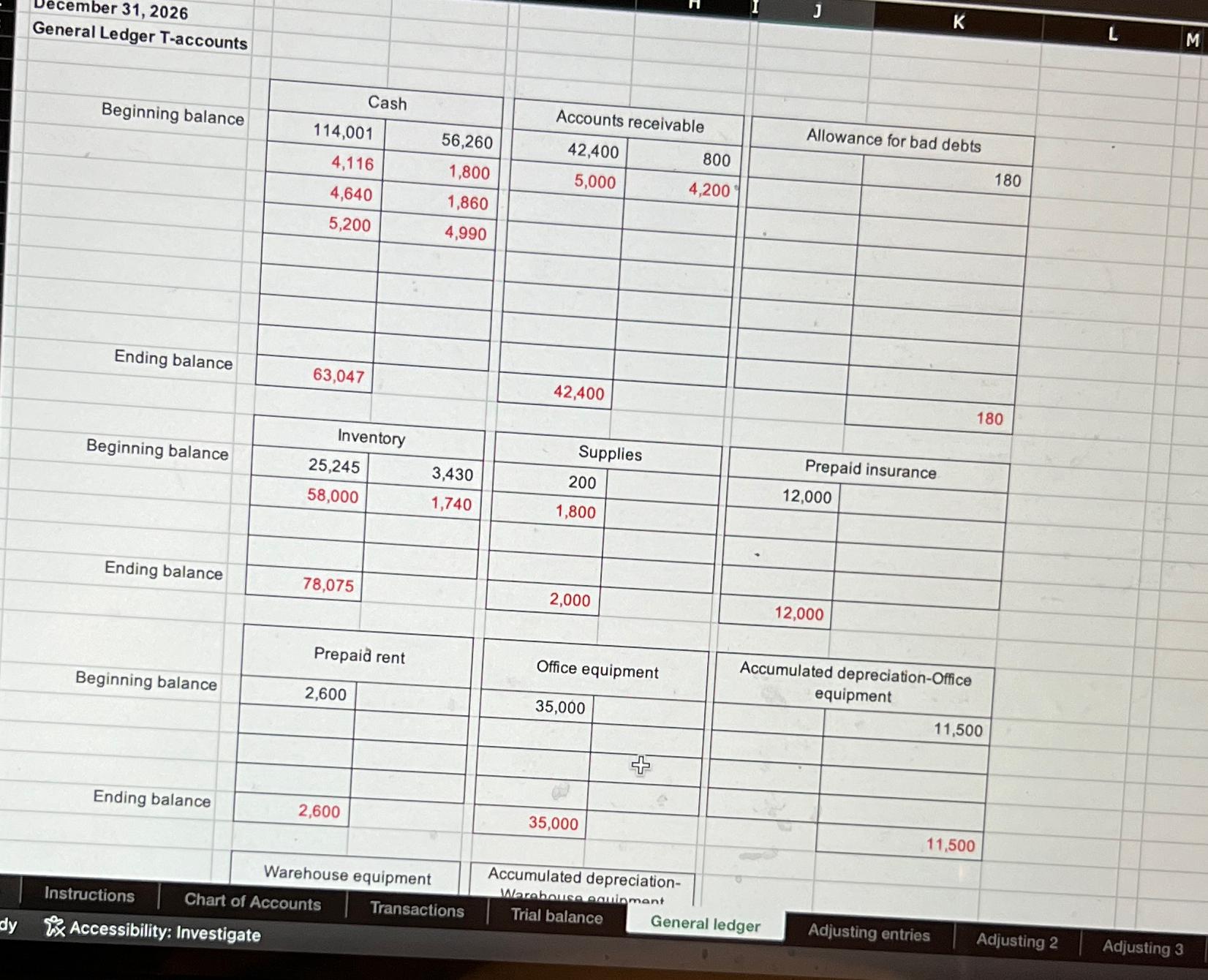 General Ledger T-accounts\table[[{\table[[nber | Chegg.com
