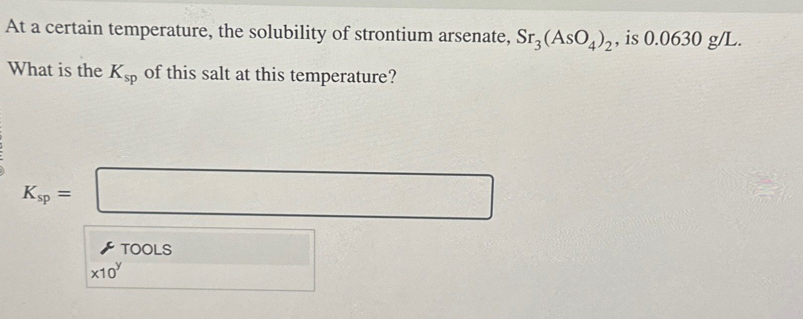 Solved At a certain temperature, the solubility of strontium | Chegg.com