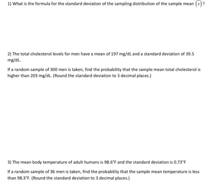 Solved 1 What Is The Formula For The Standard Deviation Of 6164