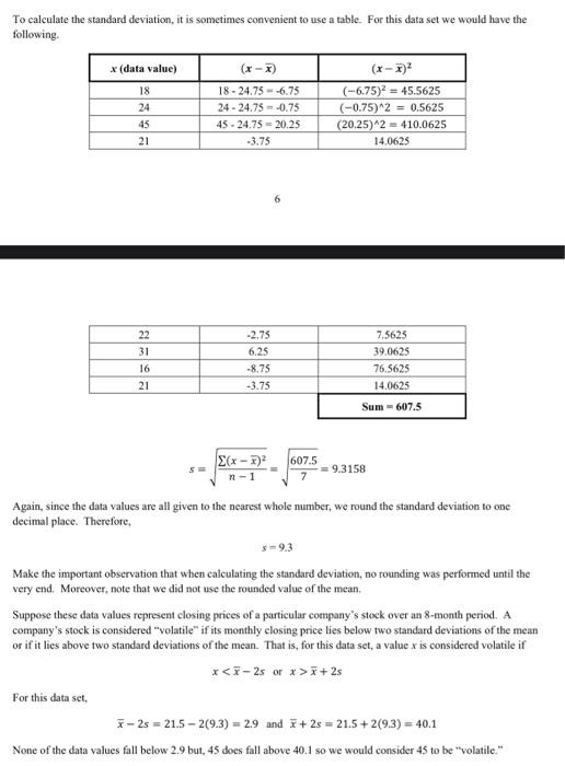 Solved For each of the data sets provided below, calculate | Chegg.com