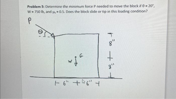 Solved Problem 5 Determine The Minimum Force P Needed To
