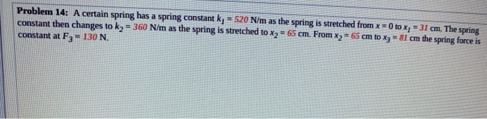 Solved Problem 14: A certain spring has a spring constant k, | Chegg.com