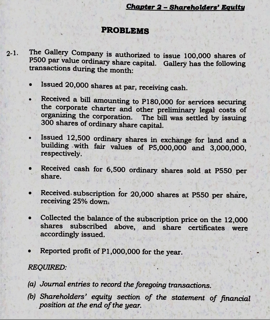 Solved Chapter 2 - ﻿Shareholders' EquityPROBLEMS2-1. ﻿The | Chegg.com