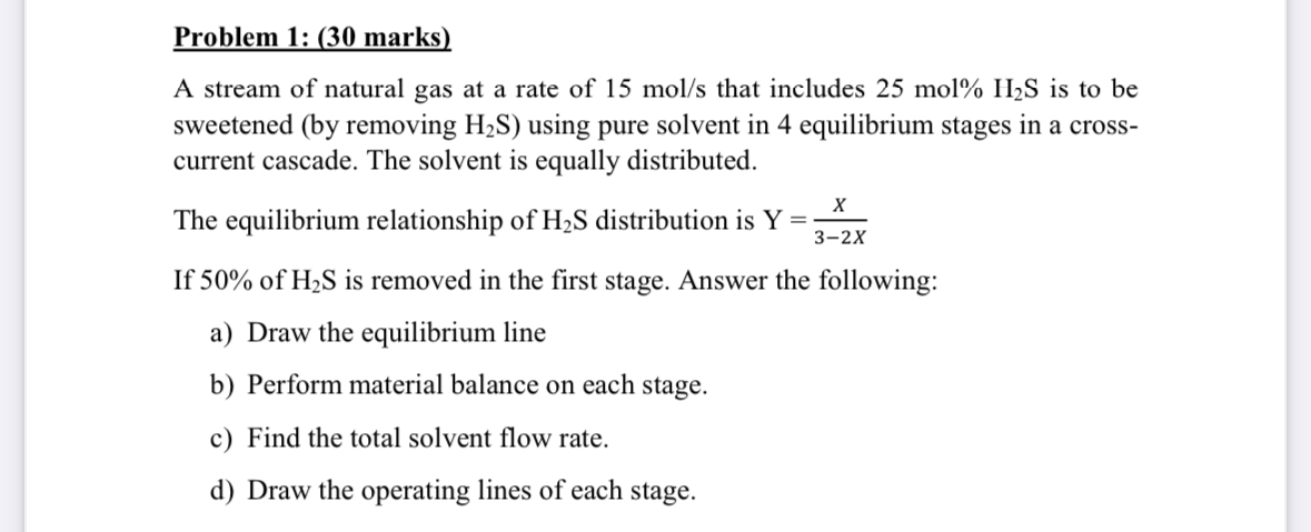 Solved Problem 1: ( 30 ﻿marks)A stream of natural gas at a | Chegg.com