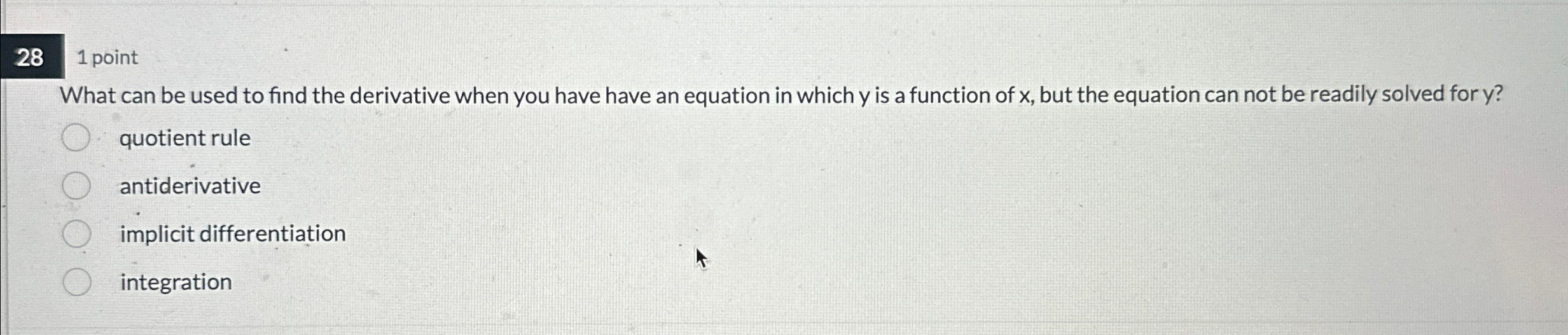 Solved 281 ﻿pointWhat can be used to find the derivative | Chegg.com
