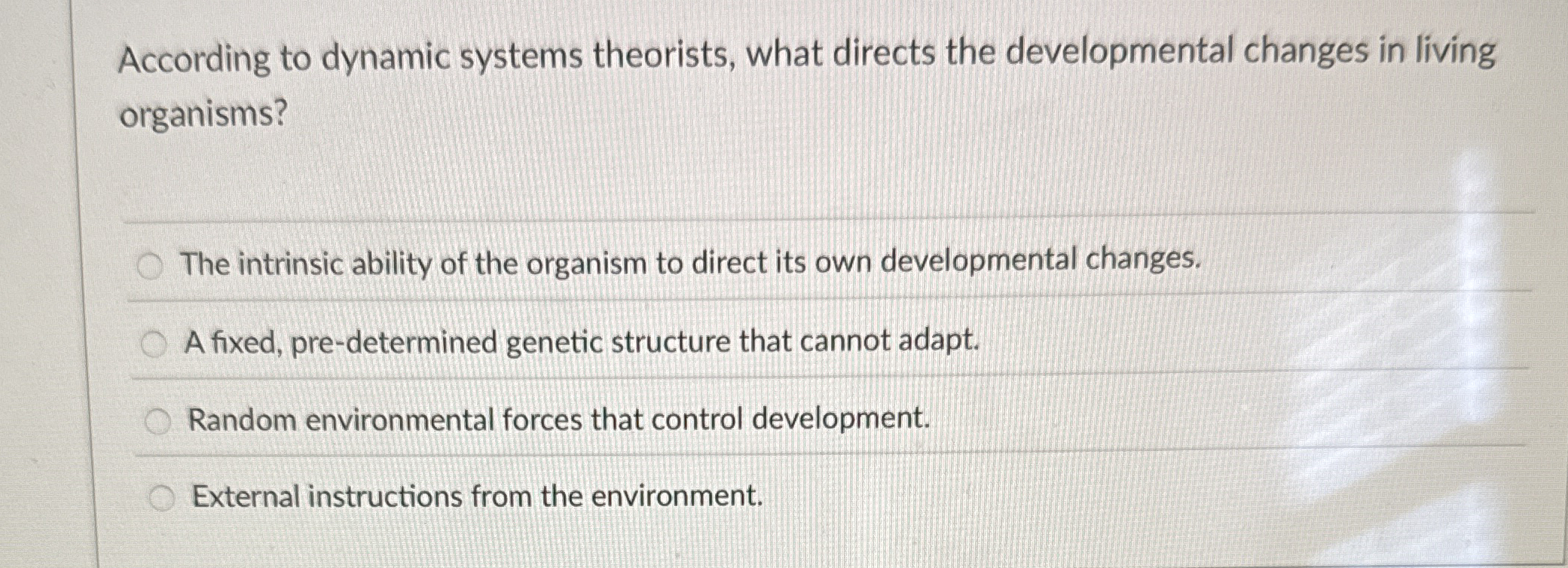 Solved According to dynamic systems theorists, what directs | Chegg.com
