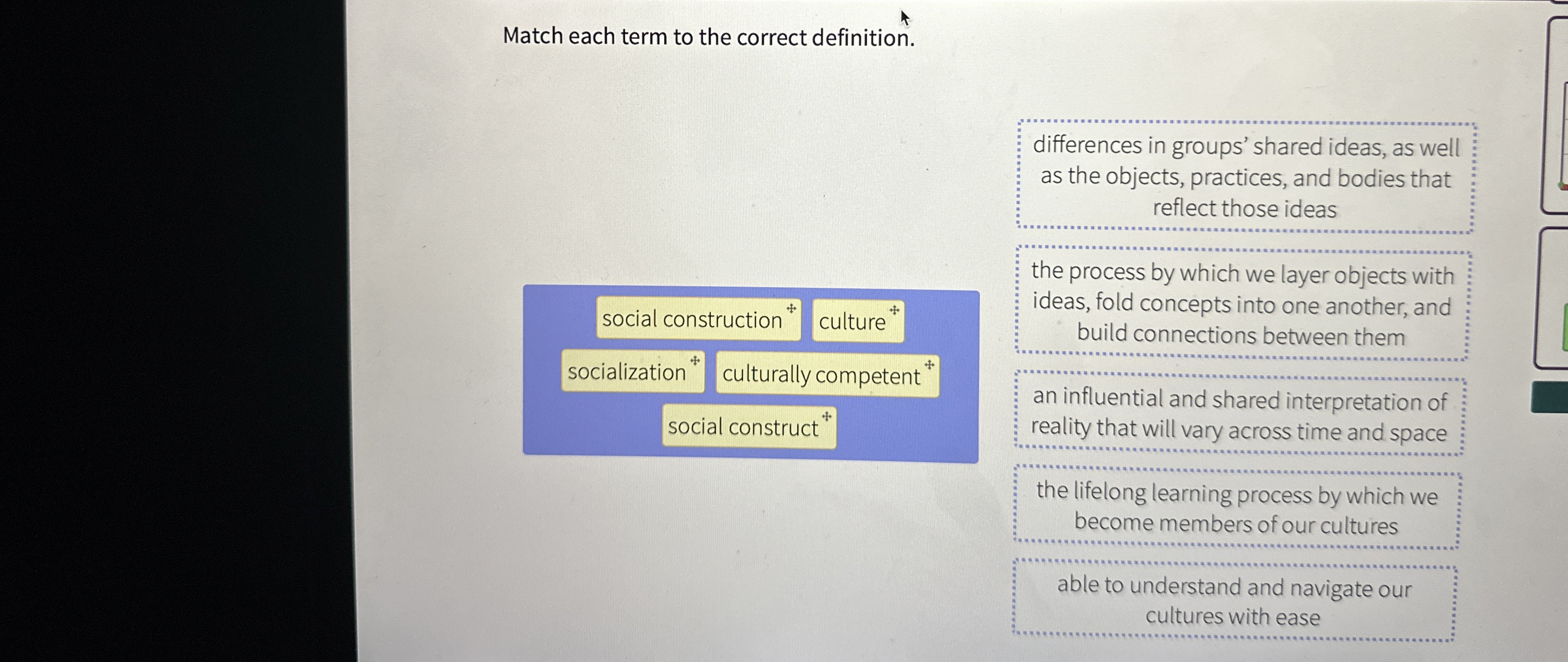 Solved Match each term to the correct definition.social | Chegg.com