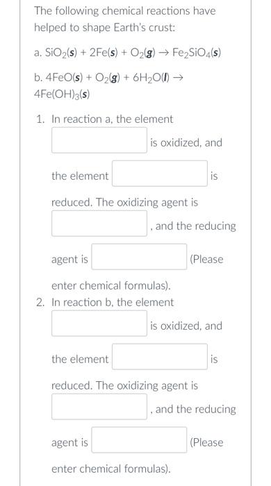 Solved The following chemical reactions have helped to shape | Chegg.com
