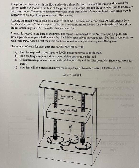 Solved The press machine shown in the figure below is a | Chegg.com