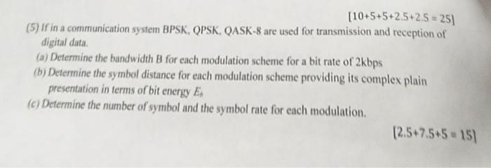 Solved [10+5+5+2.5+2.5=25] (5) If in a communication system | Chegg.com