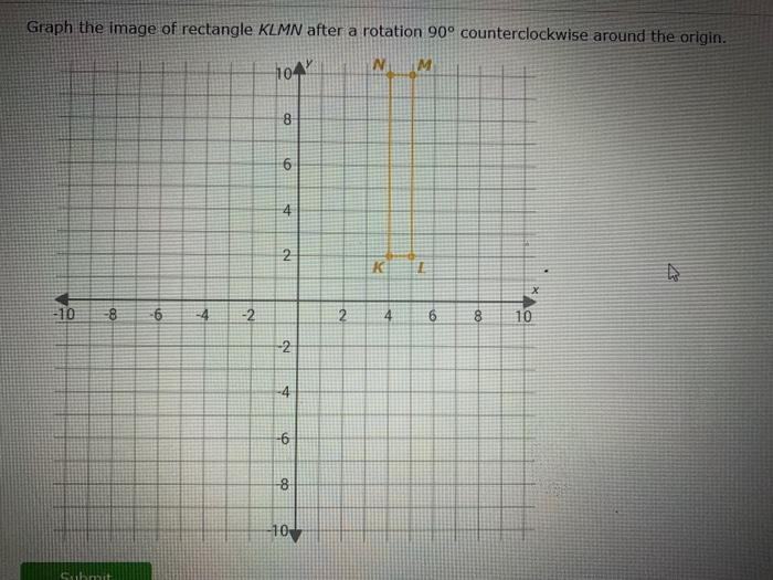 Solved Graph the image of rectangle KLMN after a rotation | Chegg.com