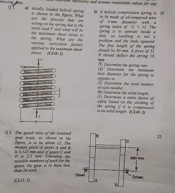 Solved QT a) Axially loaded helical spring is shown in the | Chegg.com