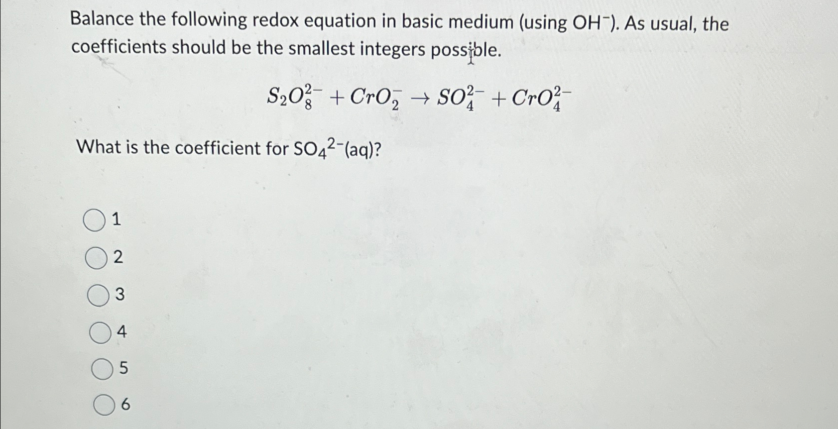 Balance the following redox equation in basic medium | Chegg.com
