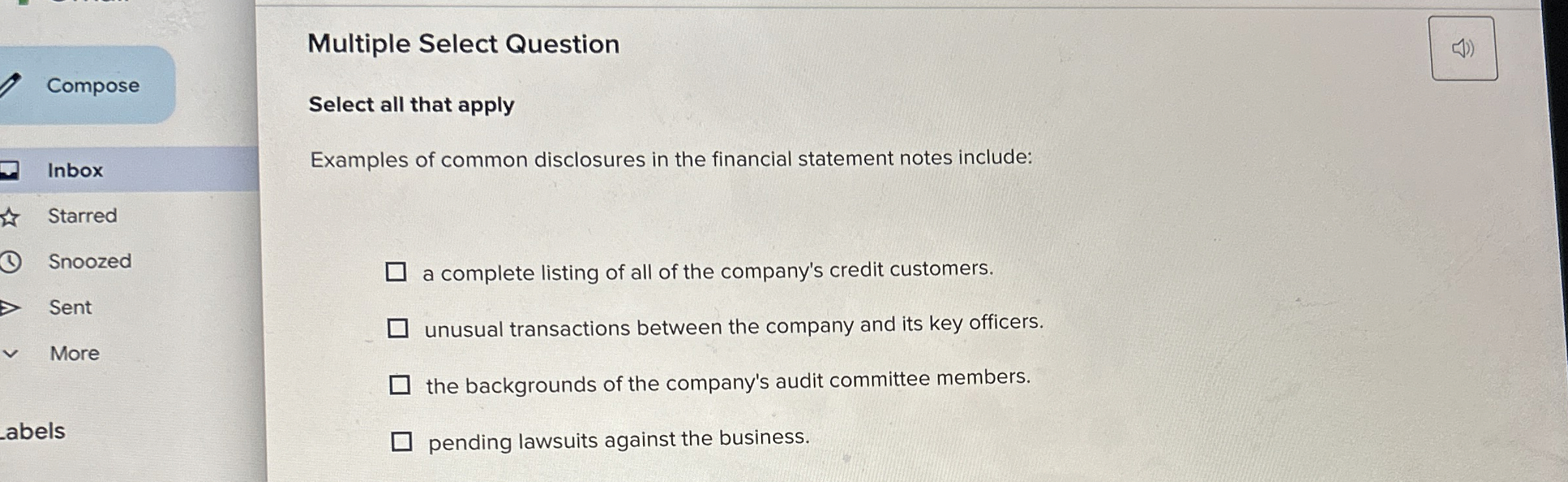 Solved Multiple Select QuestionComposeInboxStarred(1) | Chegg.com