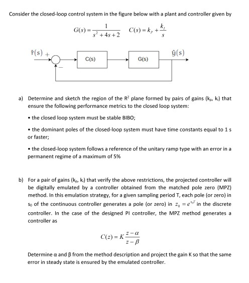 Consider the closed-loop control system in the figure | Chegg.com