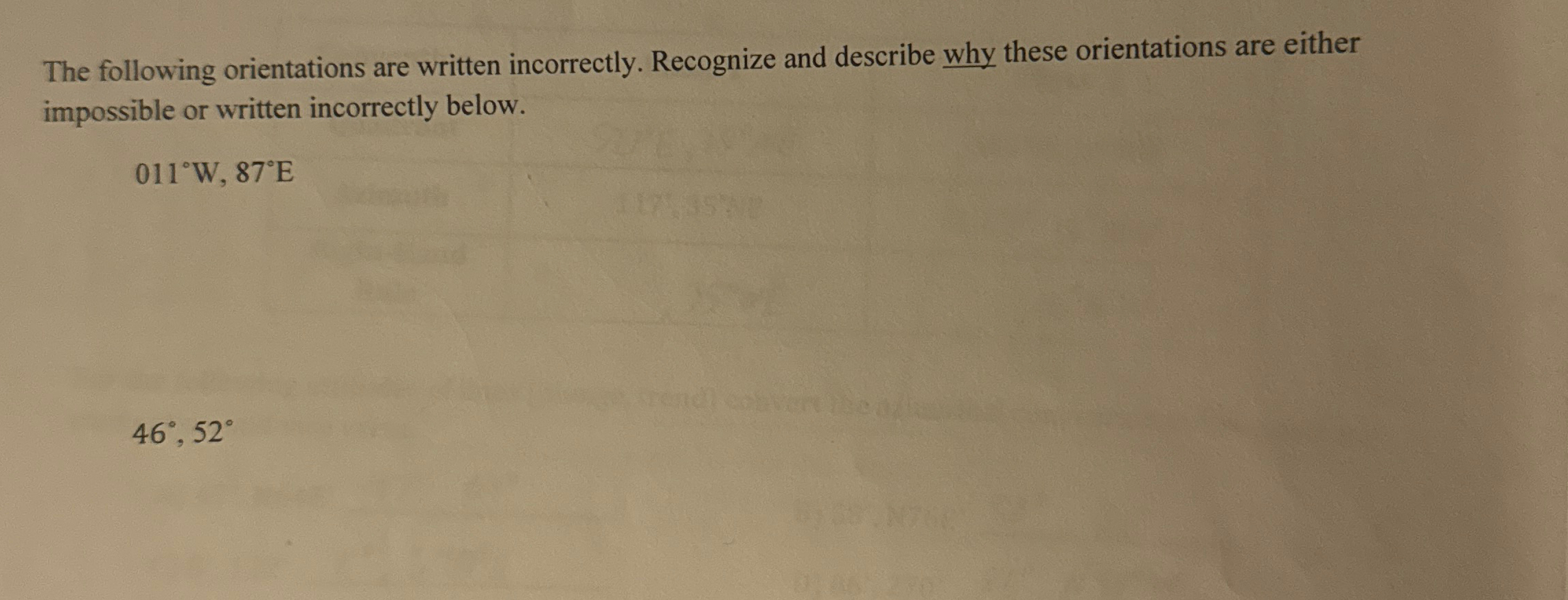 Solved The following orientations are written incorrectly. | Chegg.com