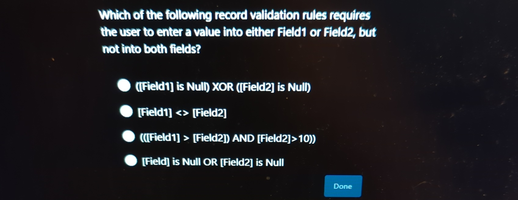 Solved Which of the following record validation rules | Chegg.com